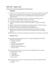 Week CH Quiz Questions Docx GEOG Chapter Quiz Introduction To Physical Geography