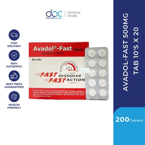 AVADOL FAST Paracetamol 500MG Tablet 10 S X 20 Lazada