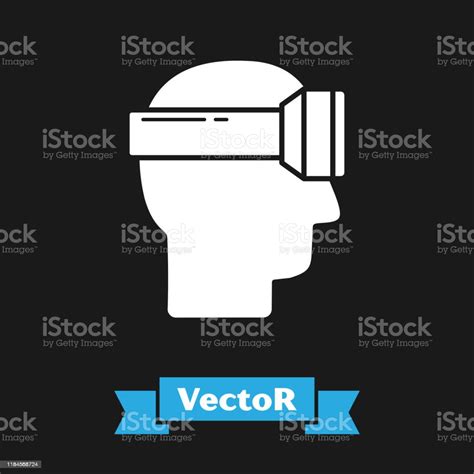 흰색 가상 현실 안경 아이콘 검은 배경에 격리 입체 3d Vr 마스크 벡터 일러스트레이션 가상현실에 대한 스톡 벡터 아트 및 기타 이미지 Istock