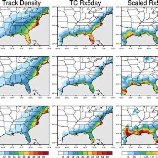 Annual Mean TC Track Density Hours Of TC Impact Per Year Left Download Scientific Diagram