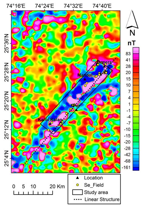 Residual Magnetic Anomaly Map Inferring Linear Structures Along The