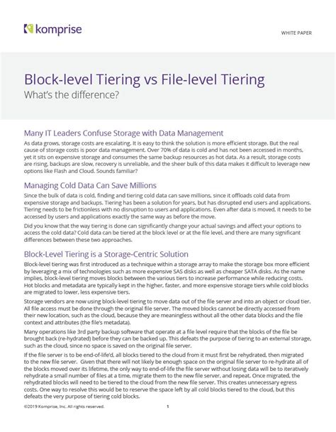 Block Level Tiering Vs File Level Tiering Komprise