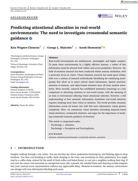 Pdf Predicting Attentional Allocation In Real World Environments The Need To Investigate