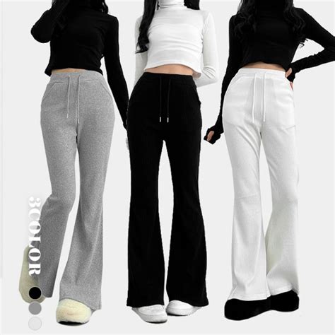 스윗니스 11할인 체형보정롱기장 슬림핏 골지 겉기모 밴딩 부츠컷 트레이닝 니트 팬츠 3color