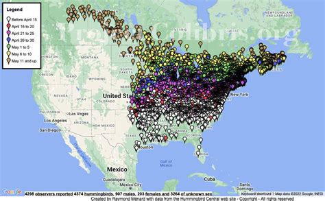 Map Of Final 2022 Ruby Throated Migration By Date Click For Map Of Final 2022 Ruby Throated Migration By Date Click For
