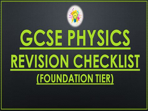 GCSE Physics Revision Checklist AQA F Teaching Resources