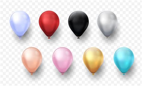 사실적인 풍선 휴일 파티를위한 3d 팽창 둥근 모양 투명 한 배경에 화려한 헬륨 공 장식 밝은 구체 벡터 축제 절연 고무 개체 세트 3차원 형태에 대한 스톡 벡터 아트 및