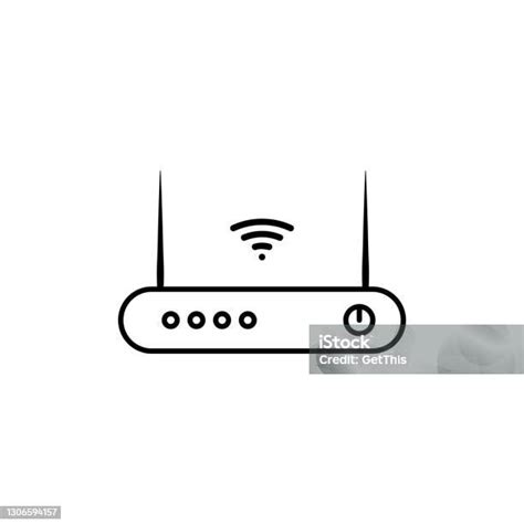 Ikon Saluran Router Wifi Berwarna Hitam Tanda Komponen Komputer Simbol Modem Desain Datar Untuk