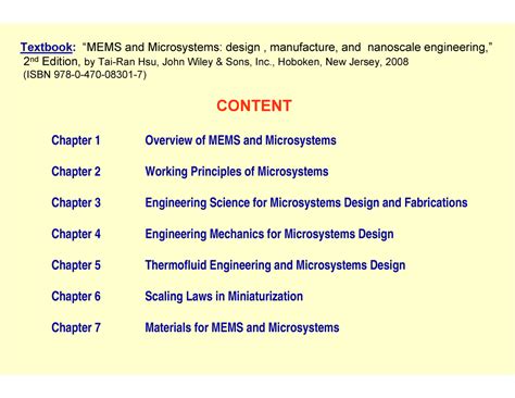 mems and microsystems：design manufacture and nanoscale engineering 2