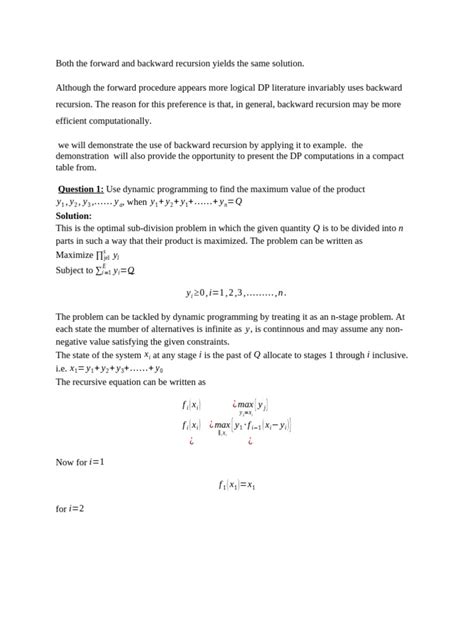 Forward Backward Recursion Pdf Dynamic Programming Recursion