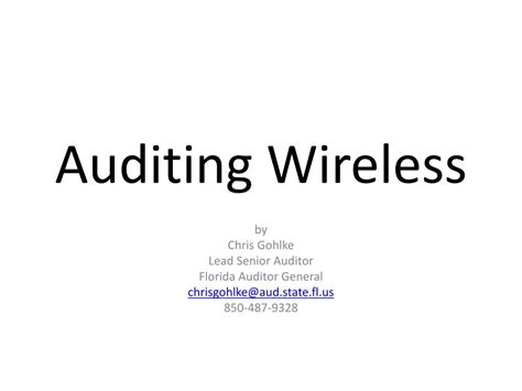 Ppt Auditing Wireless Powerpoint Presentation Free Download Id 1011583