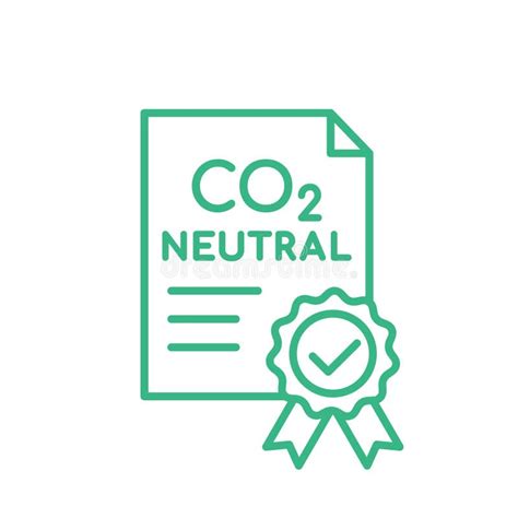 Carbon Neutral Certificate Line Icon Green Co2 Neutrality Guarantee A Document With A Stamp