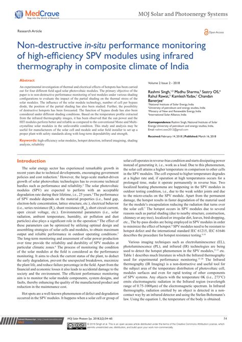 Pdf Non Destructive In Situ Performance Monitoring Of High Efficiency