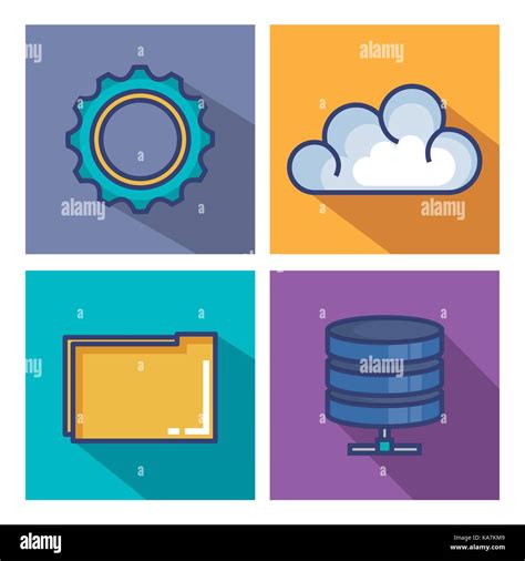 Cloud Computing Set Flat Icons Stock Vector Image Art Alamy