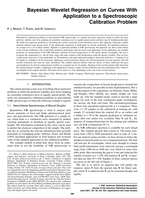 Pdf Bayesian Wavelet Regression On Curves With Application To A