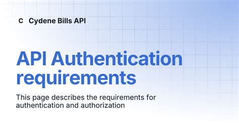 Api Authentication Requirements Cydene Bills Api