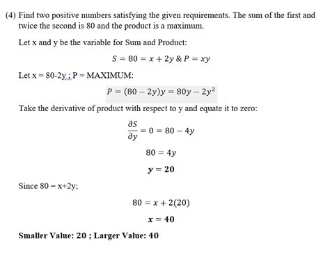 Solved 1 Find Two Positive Numbers That Satisfy The Given Requirements Course Hero