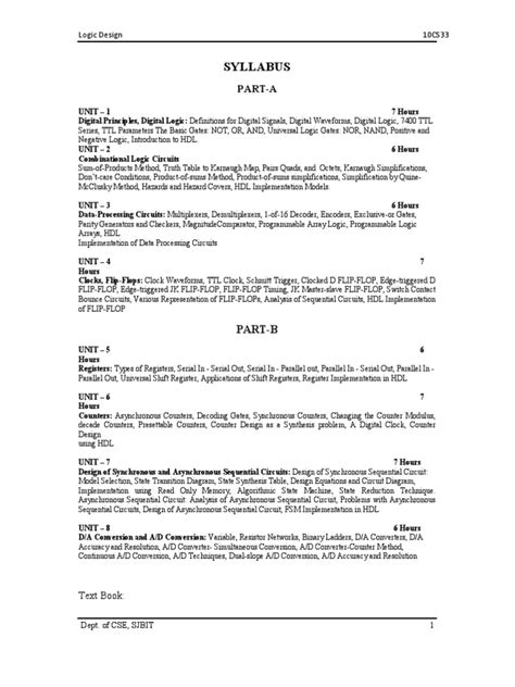 Cse Iii Logic Design 10cs33 Notes Pdf Pdf Digital Signal Logic Gate