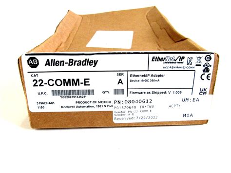 Allen Bradley 22 Comm E Ethernet Ip Adapter 22comme New Surplus Sb Industrial Supply Inc