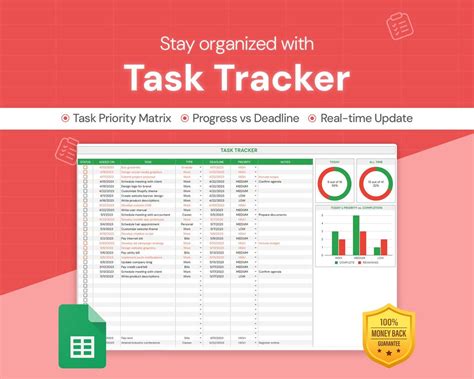 Task Tracker Google Sheet Template Etsy