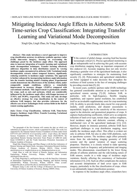 Pdf Mitigating Incidence Angle Effects In Airborne Sar Time Series Crop Classification