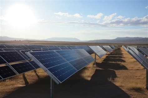 Premium Ai Image Solar Panel Farm With Rows Of Panels And Turbines In