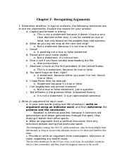 Chapter RecognizingArguments Docx Chapter Recognizing Arguments Determine Whether