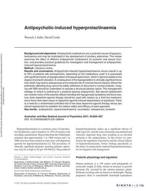 Pdf Antipsychotic Induced Hyperprolactinaemia