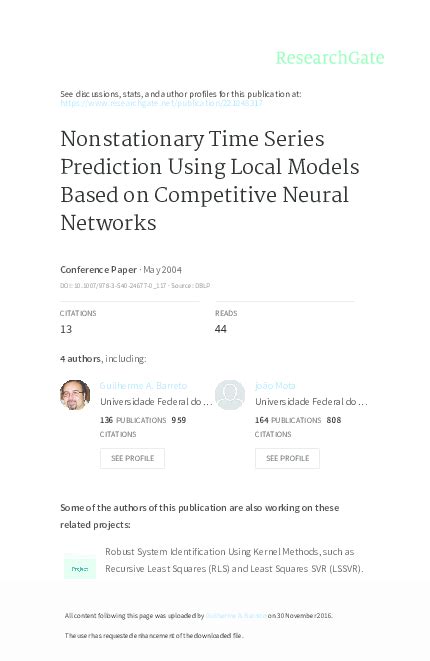 Pdf Nonstationary Time Series Prediction Using Local Models Based On