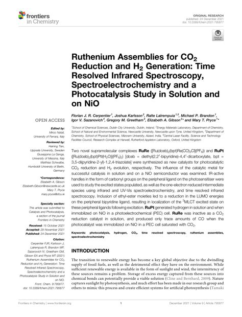 Pdf Photoelectrocatalytic Co2 Reduction With Ruthenium Rhenium Based Photocatalysts