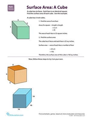 Find The Surface Area Cube Worksheet Education