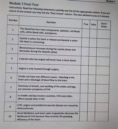 module 3 post test instructions read the following