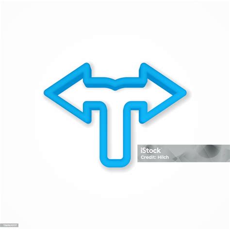 Junction Separation Two Paths Ways Realistic Icon 3d Line Vector Illustration Top View Stock