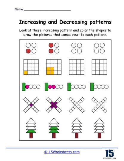 Increasing And Decreasing Patterns Worksheets 15