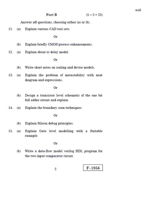 Alagappa University M Sc Electronics VLSI Design APRIL 2019 Question Paper University Question