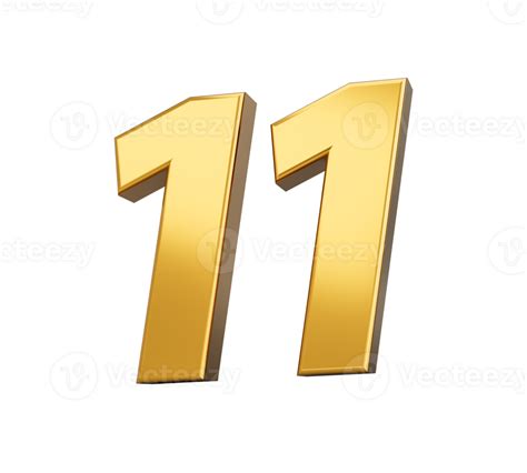 Gold Number 11 Eleven Shiny 3d Number 11 Made Of Gold 3d Illustration 27992614 Png