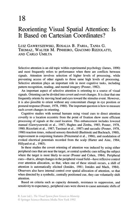 Pdf Reorienting Visual Spatial Attention Is It Based On Cartesian Coordinates