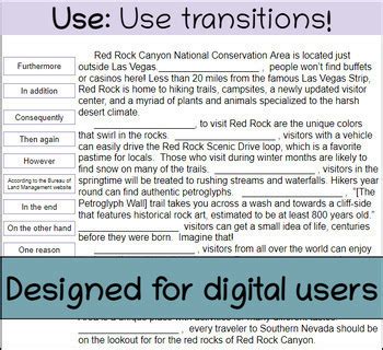 Writing With Transitions Expository Writing Digital And Printable