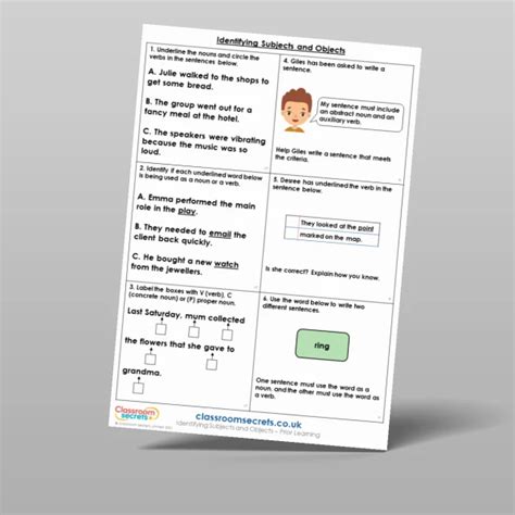 Year 6 Identifying Subjects And Objects Prior Learning Resource