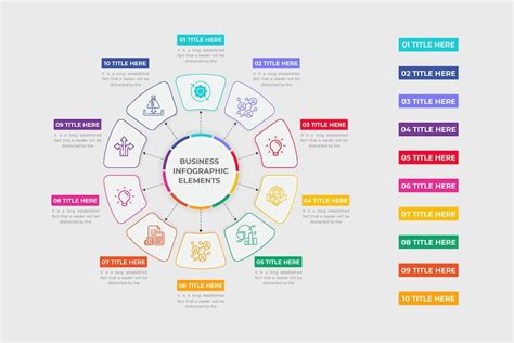 창의적인 비즈니스 아이콘이 있는 비즈니스 인포그래픽 라운드 순서도 및 단계 분류 레이아웃 벡터 빈 텍스트 영역이 있는 데이터 시각화 인포그래픽 디자인 Office
