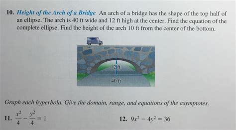 Solved Height Of The Arch Of A Bridge An Arch Of A Chegg Com