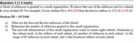 Solved Question 3 1 5 Mark A Block Of Addresses Is