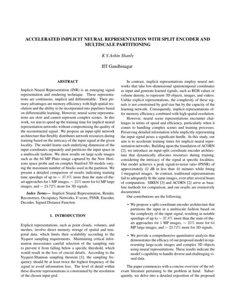 Pdf Accelerated Implicit Neural Representation With Split Encoder And Multiscale Partitioning
