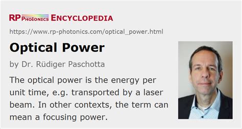 Optical Power Watts DBm Focusing Power Dioptric Power Radiant Power Refractive Power