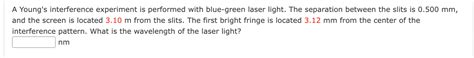 Solved A Youngs Interference Experiment Is Performed With