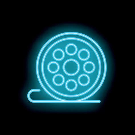 Bright Blue Neon Sign Of Film Reel On Black Background 52772355 Vector