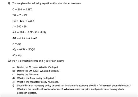 Solved 1 You Are Given The Following Equations That