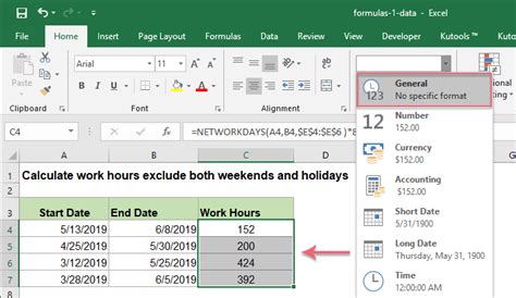 excel get work hours between two dates