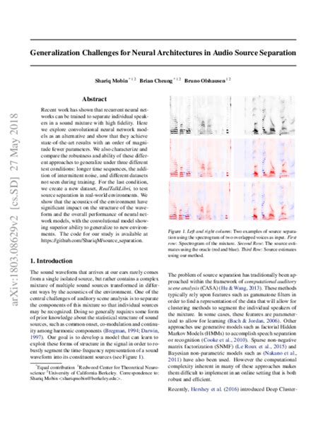 Pdf Generalization Challenges For Neural Architectures In Audio Source Separation