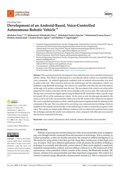 Pdf Development Of An Android Based Voice Controlled Autonomous Robotic Vehicle